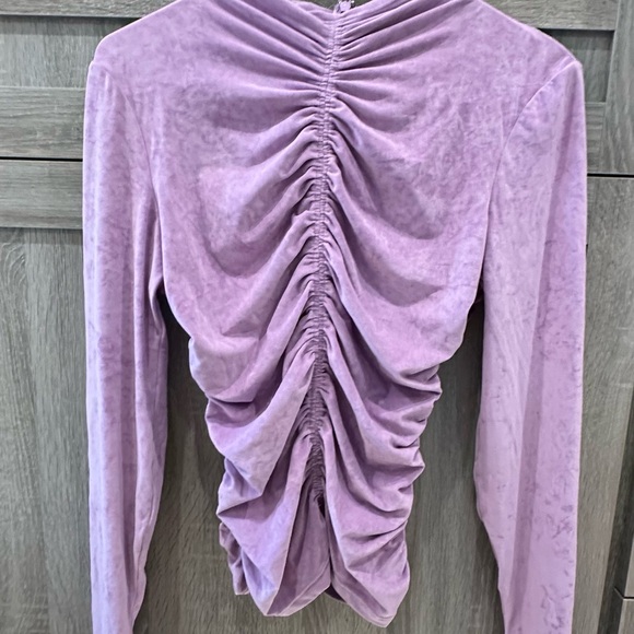A.L.C. | Tops | Alc Ansel Purple Velvet Ruched Mock Neck Pullover Top ...